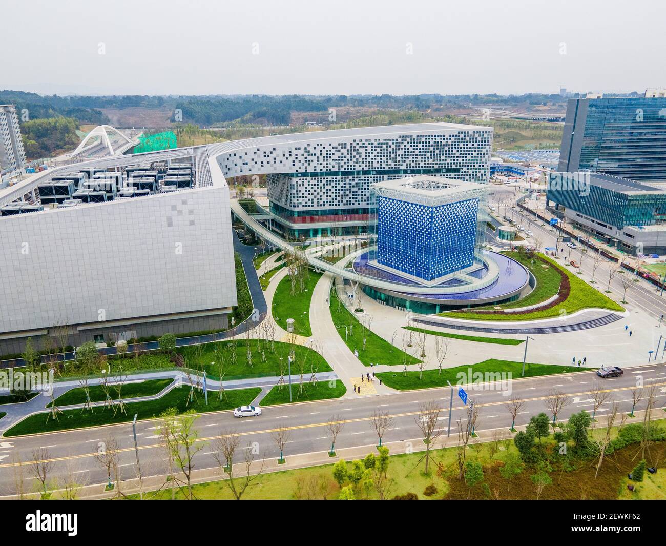 Foto aus der Luftaufnahme zeigt das Chengdu Supercomputing Center, das ...
