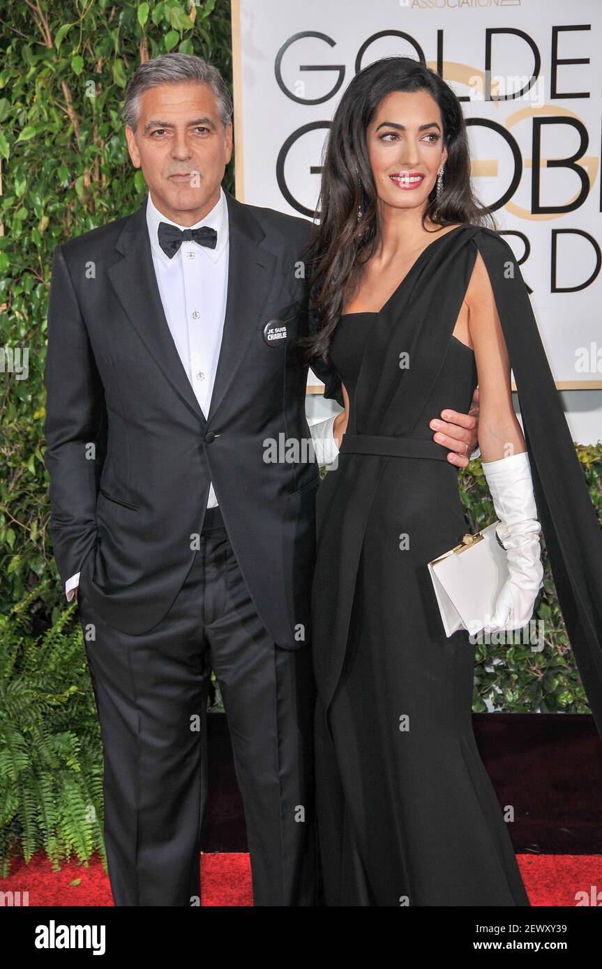 Der Schauspieler George Clooney und seine Frau Amal Clooney kommen am 11. Januar 2015 bei den ...