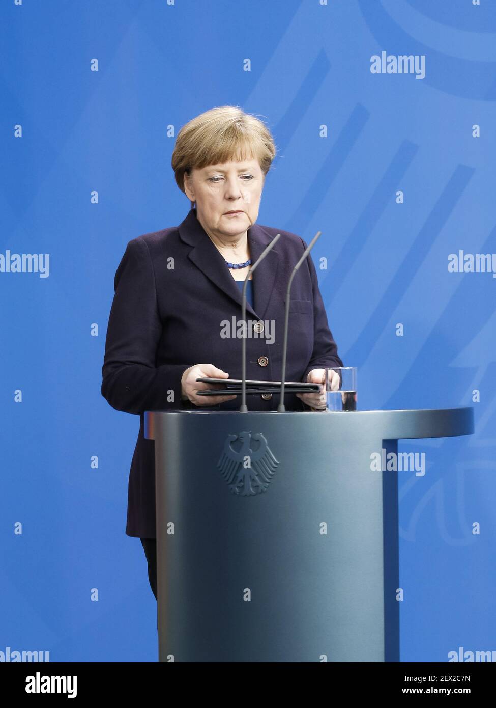 Bundeskanzlerin Angela Merkel gibt am 24. März 2015 im Bundeskanzleramt ...