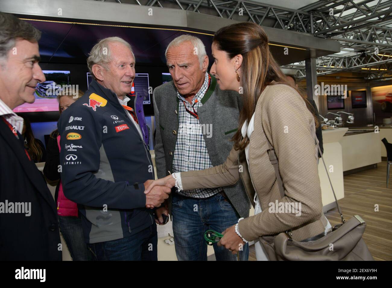 Helmut Marko, Dietrich Mateschitz mit Freundin Marion Feichtner 20,06. ...