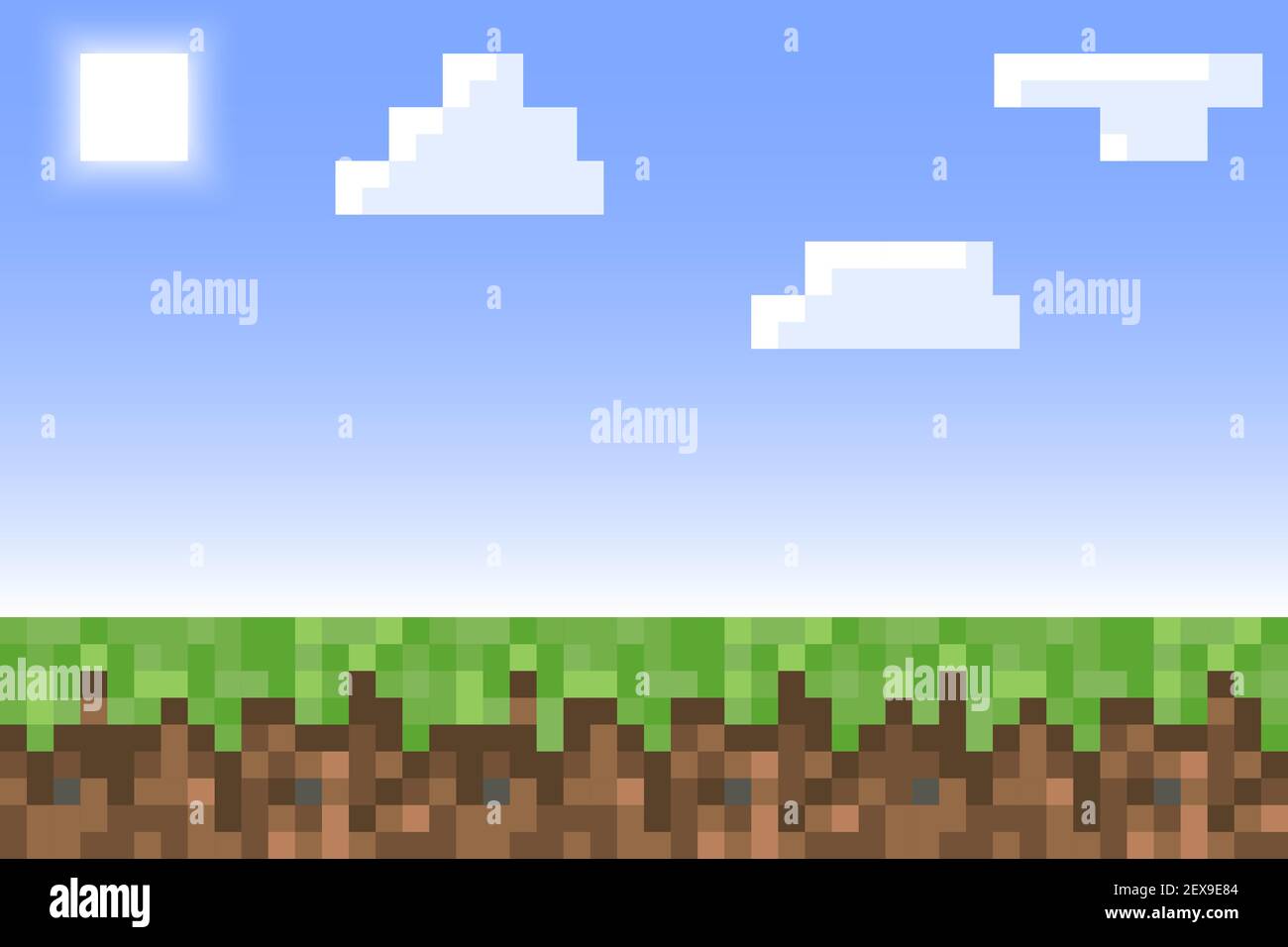 Pixel Minecraft Stil Land Hintergrund. Konzept des Spiels Boden ...