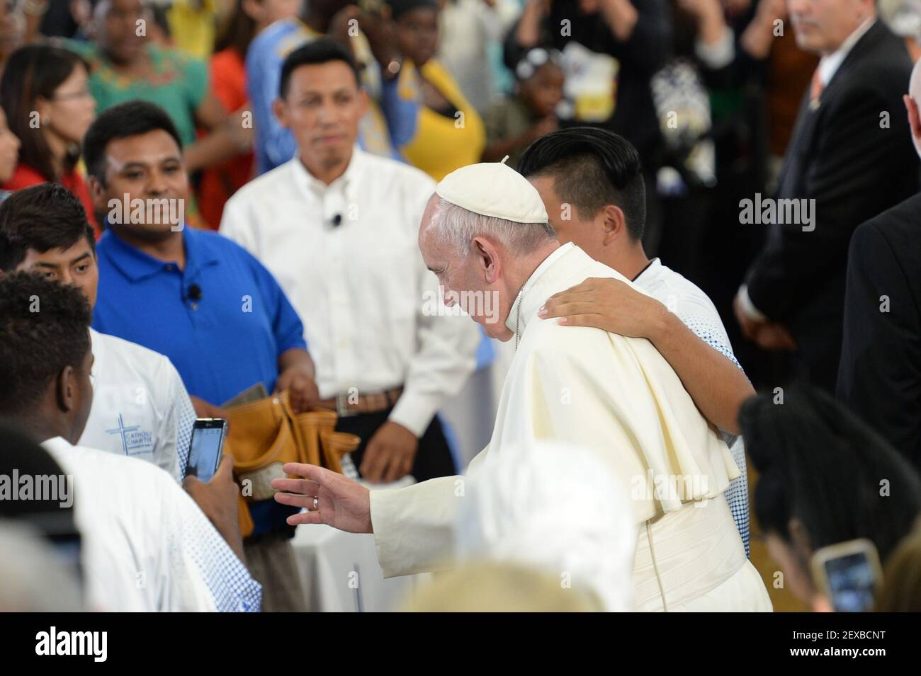 Papst Franziskus an der Our Lady Queen of Angels School in East Harlem, New York, 25. September ...