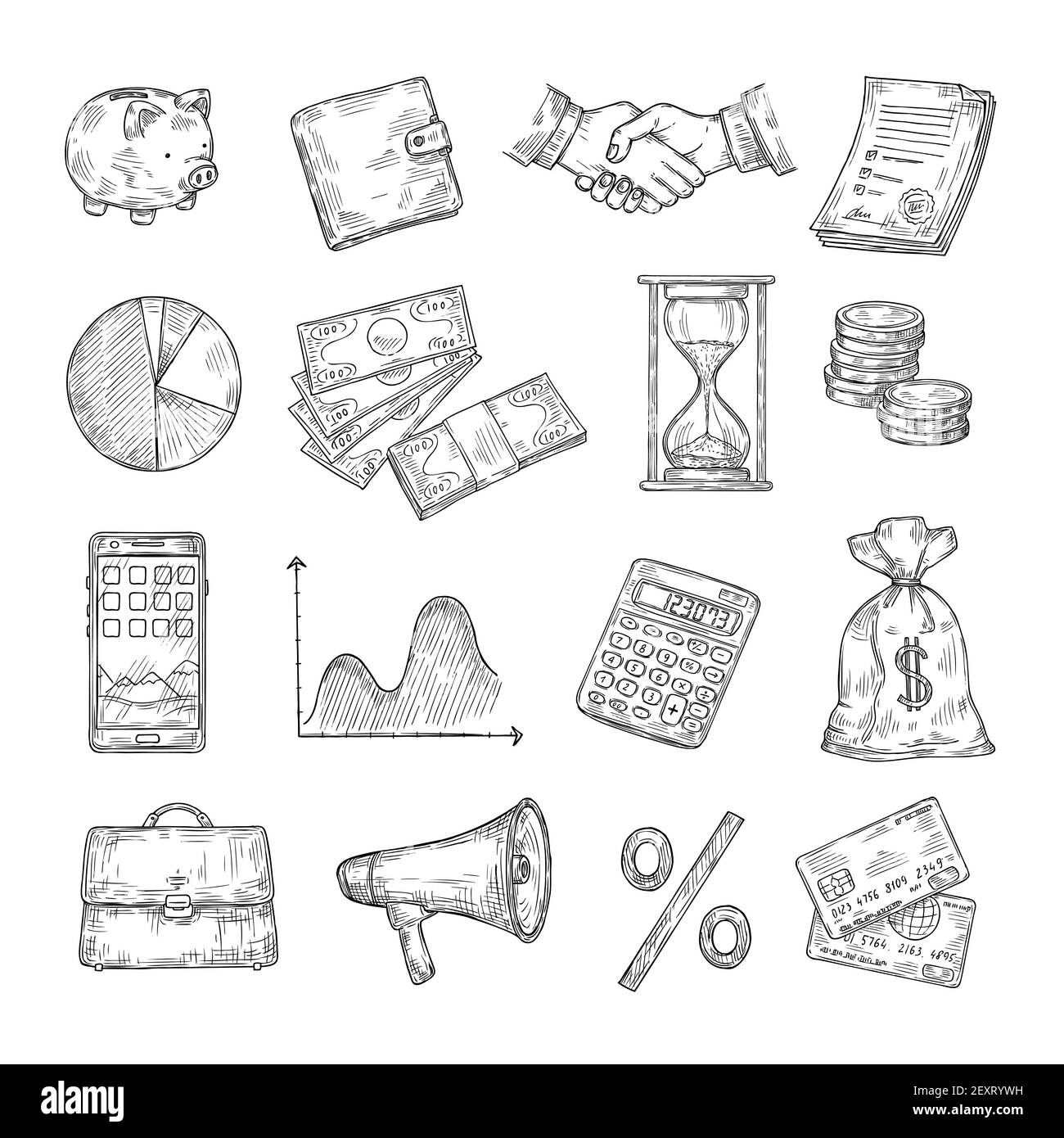 Hand zeichnen doodle charts Ausgeschnittene Stockfotos und -bilder - Alamy