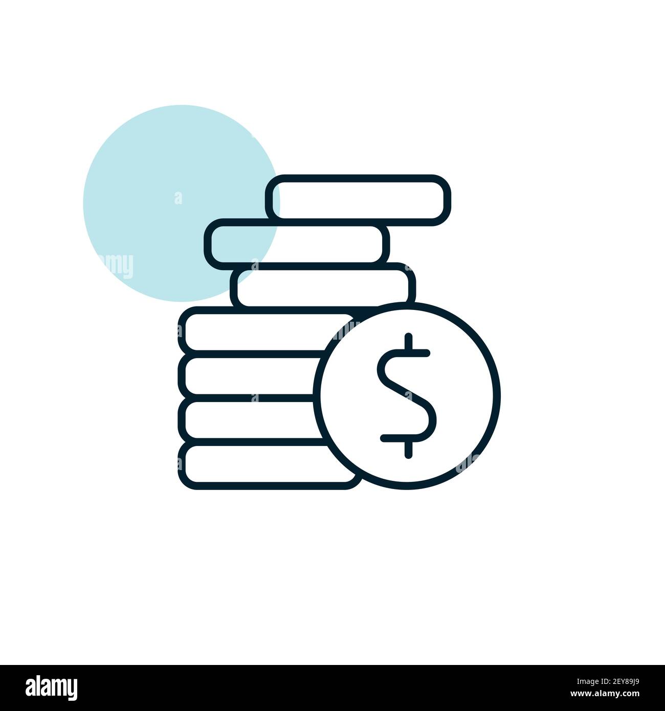 Münzen Stapel Umriss Vektor-Illustration. Geld gestapelt Münzen Symbol ...