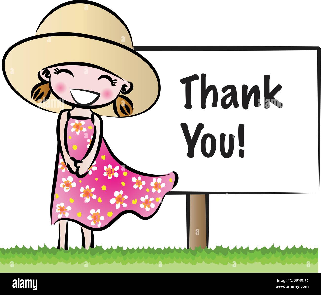 vektor Cartoon Mädchen mit Karte: Danke Stock-Vektorgrafik - Alamy
