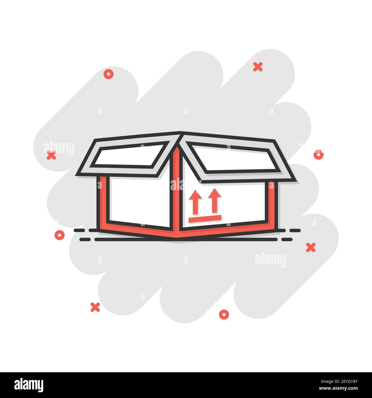 Vektor cartoon Verpackung Symbol im Comic-stil. Versand pack Zeichen ...