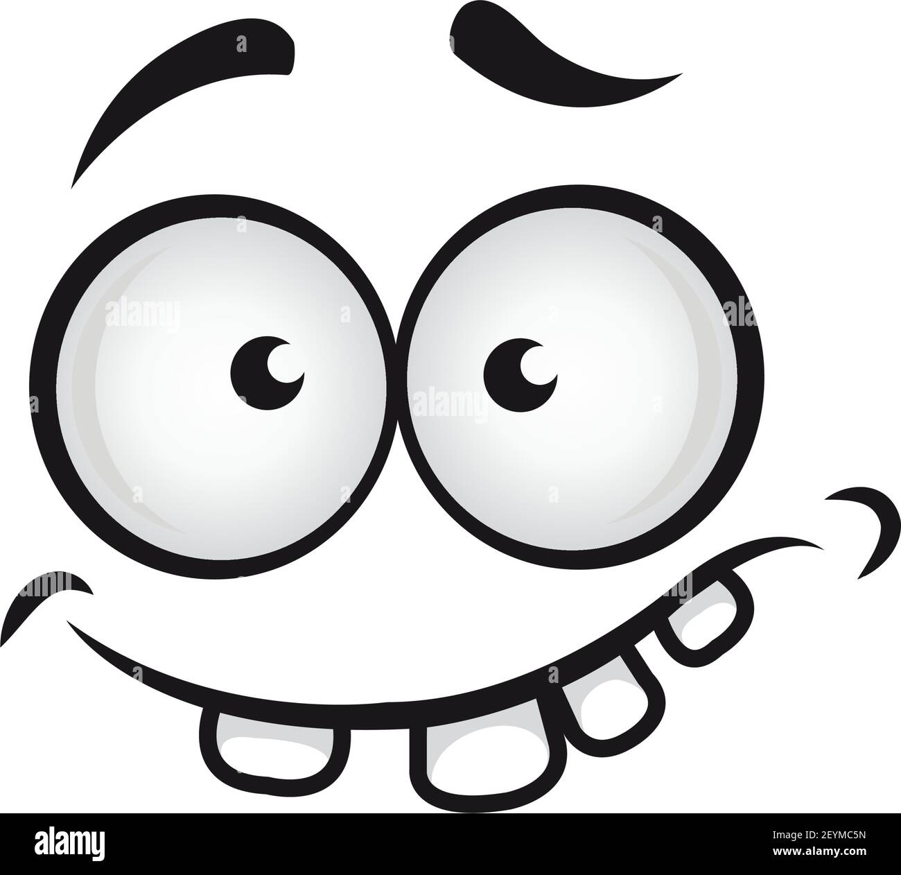 Verrückte Emoji-Symbol mit Zahn isoliert Emoticon. Vektor verwirrt oder ...