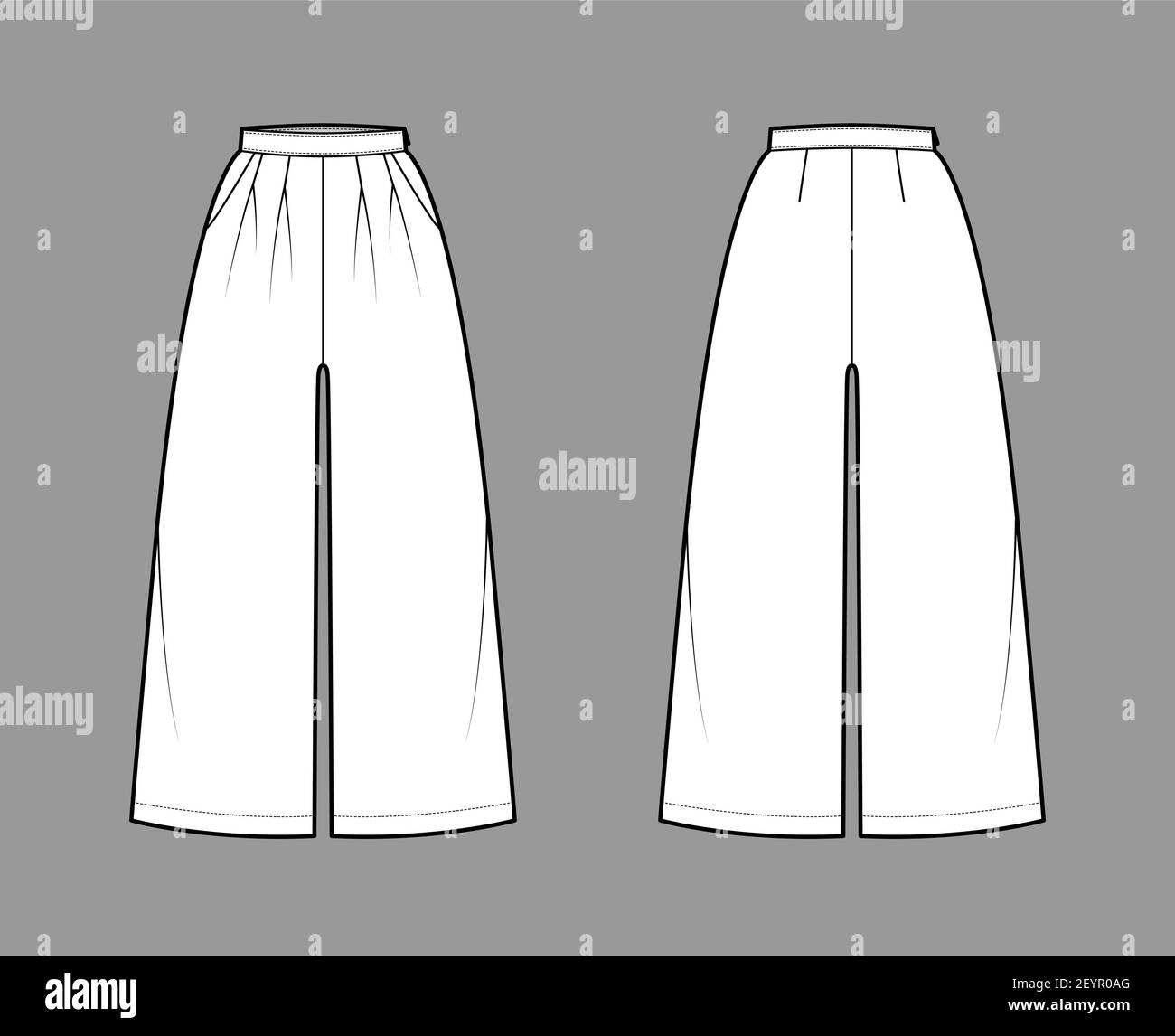 Hose culotte palazzo technische Mode Illustration mit normaler Taille ...