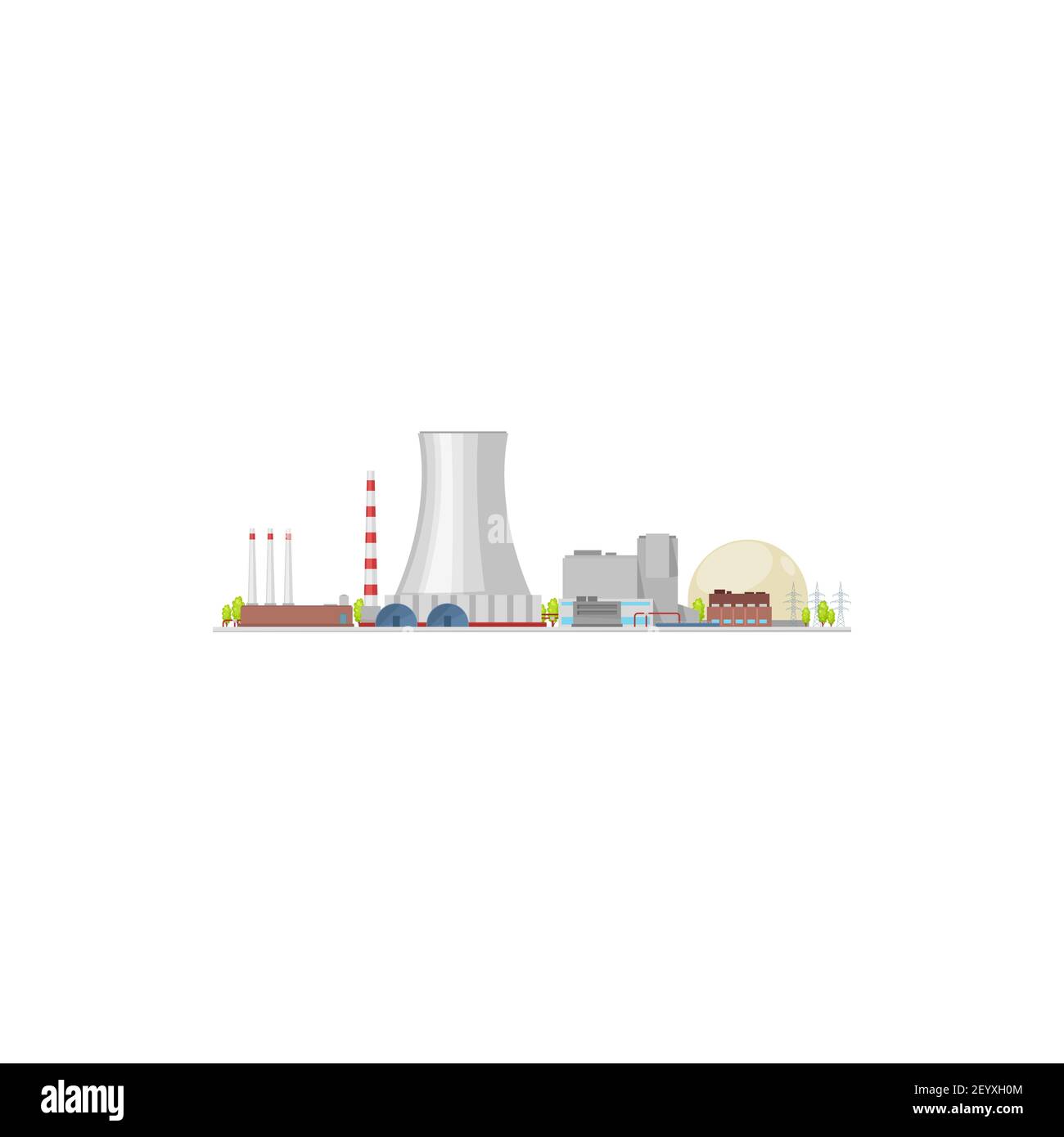 Energiekraftwerk, Atomturbine und Elektroindustrie Fabrik, Vektor ...