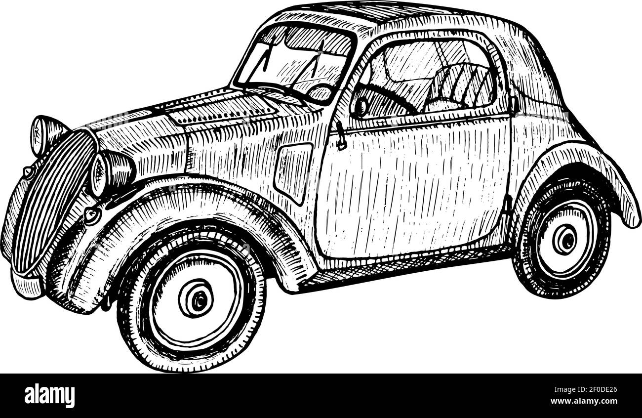 Hand gezeichnet Vektor Tracing vintage Retro Klassiker Auto, Doodle ...
