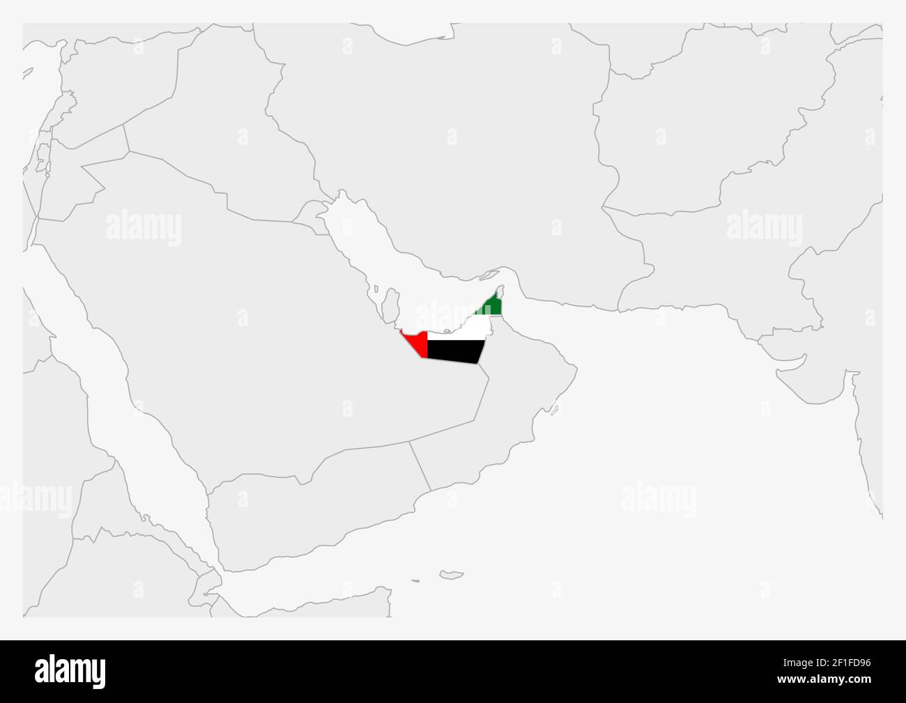 Karte der Vereinigten Arabischen Emirate in den Farben der VAE-Flagge ...