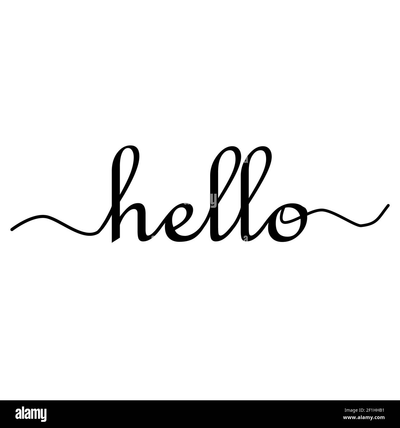 hello-Zeichen. Kalligrafische handschriftliche Hallo.-Schriftzug für ...
