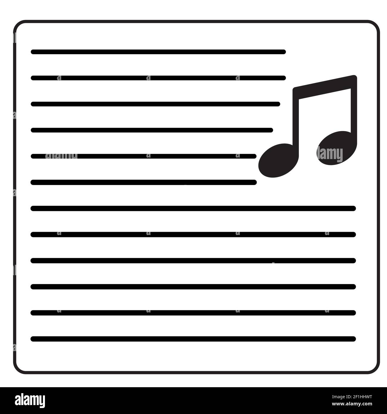 Liedtexte auf weißem Hintergrund. Flacher Stil. Notenliniensymbol ...