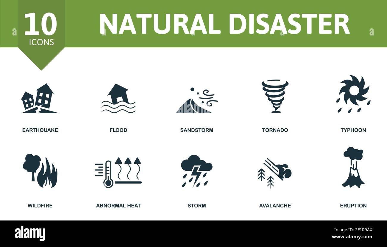 Symbol für Naturkatastrophen eingestellt. Enthält editierbare Symbole ...