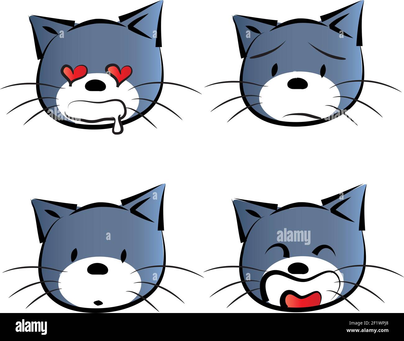 Cartoon Katze Emoji Set Stockfotografie - Alamy