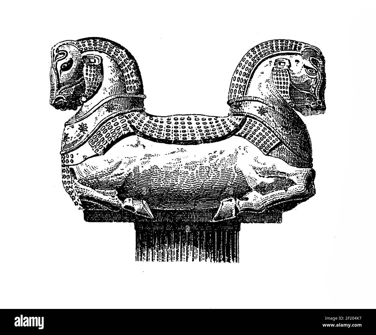 Antike Gravur von antiken architektonischen Elementen. Veröffentlicht ...