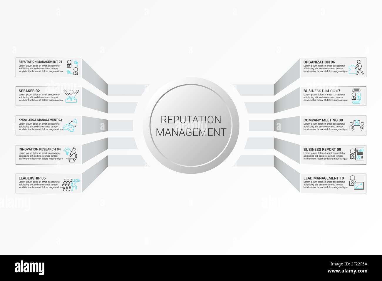 Infografik Reputation Management Vorlage. Symbole in verschiedenen ...