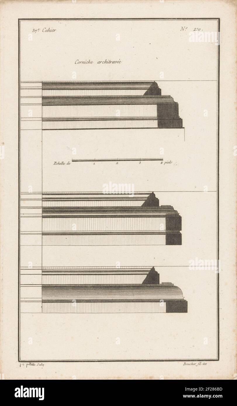 Drei Gesimse; Corniche Architravée; Gesimse; 37th Cahier.Prent Nummer ...