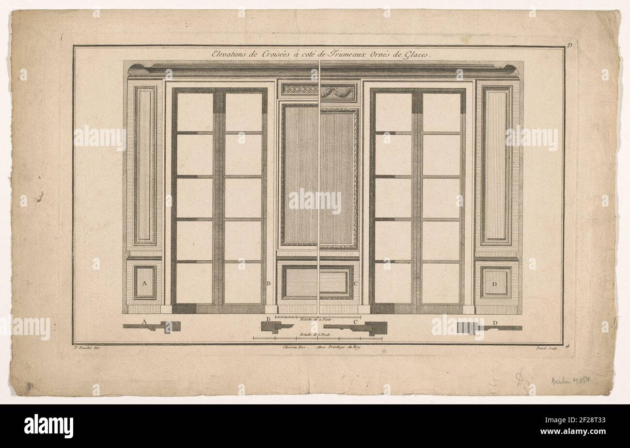 Zwei Fenster und Paneele; Elevations de Croisées à Coté de Trupeaux ...