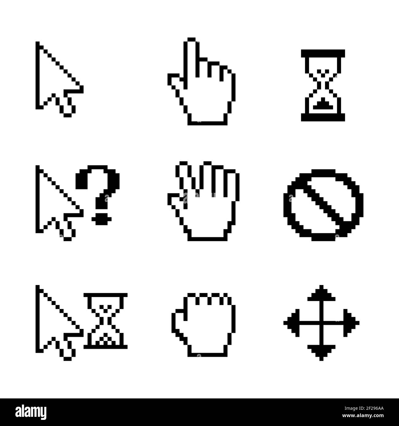 Pixel Cursor Symbole Hand Pfeil Sanduhr Vektorbild Stock-Vektorgrafik ...