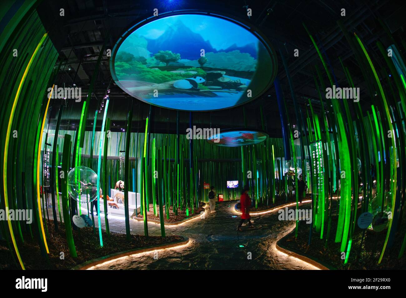 Foto zeigt die Innenansicht des riesigen Panda-Museum in Chengdu ...