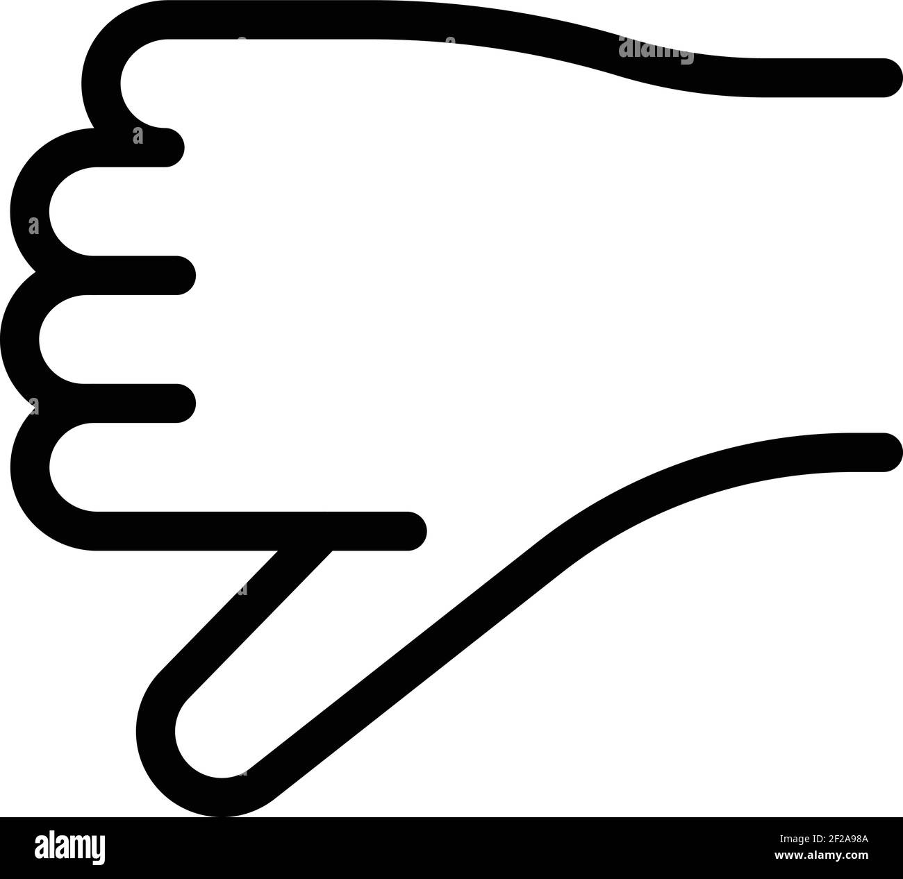 Symbol für Handbewegung mit Daumen nach unten. Umriss Hand Geste Daumen ...