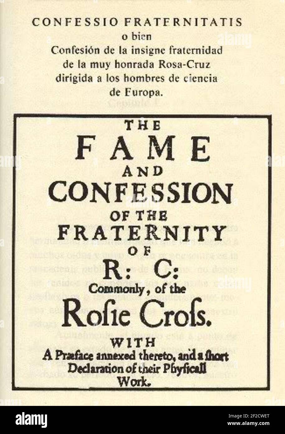 Fama fraternitatis -Fotos und -Bildmaterial in hoher Auflösung – Alamy