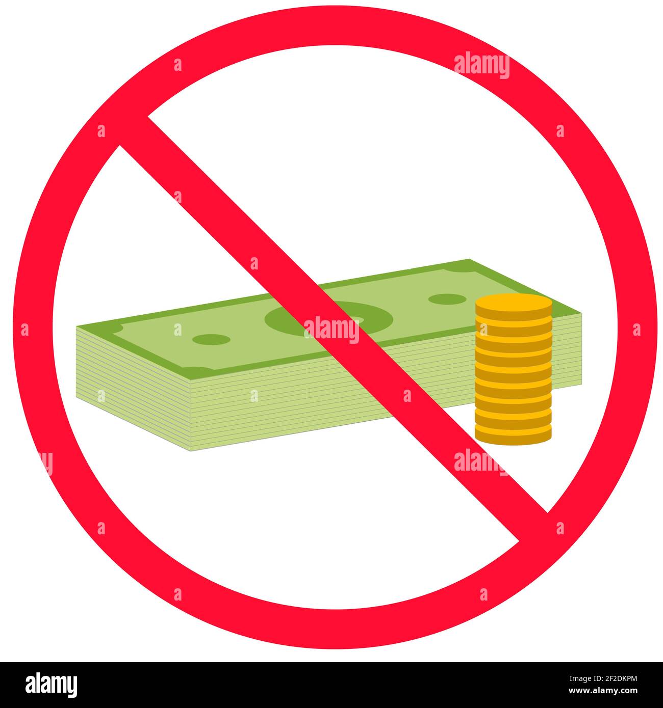 Kein Geld-Symbol auf weißen background.prohibition von Geld-Zeichen ...