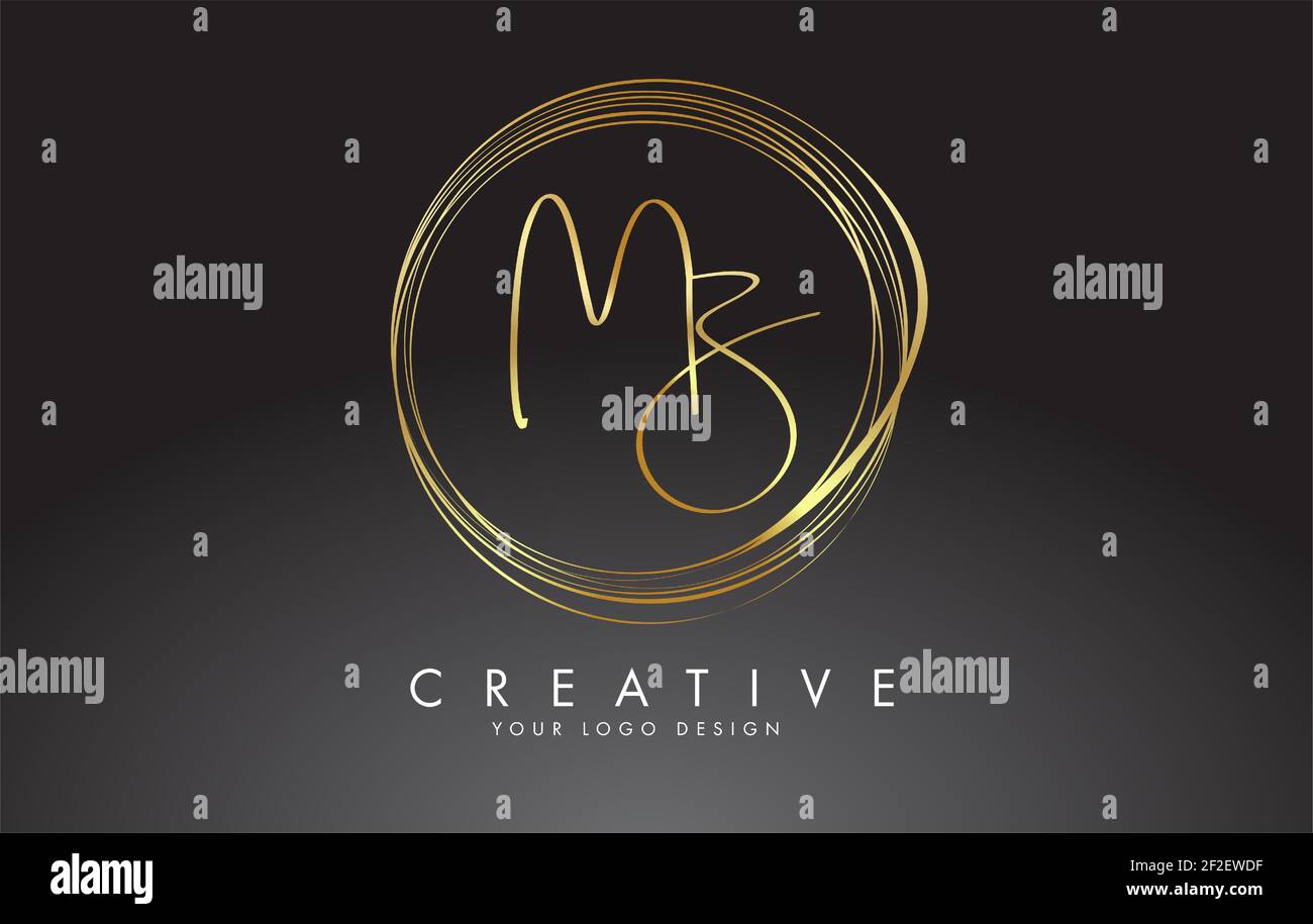 Handgeschriebenes MB M B Golden Letters Logo mit minimalistischem ...
