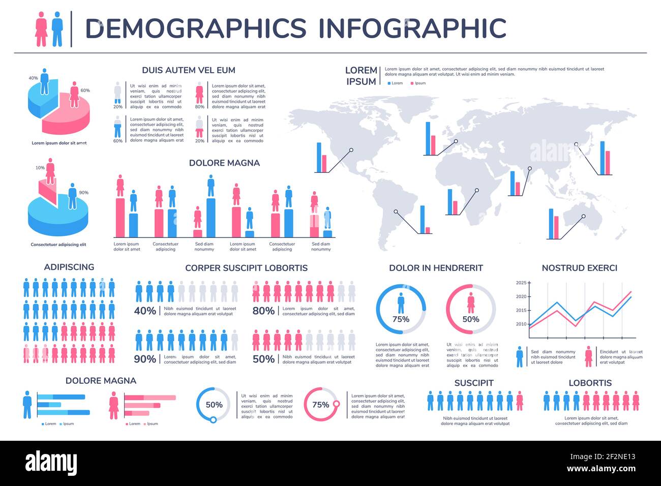 Infografik Zur Bevölkerung Frauen Und Männer Prozentsatz Der Weltstatistik Diagramme