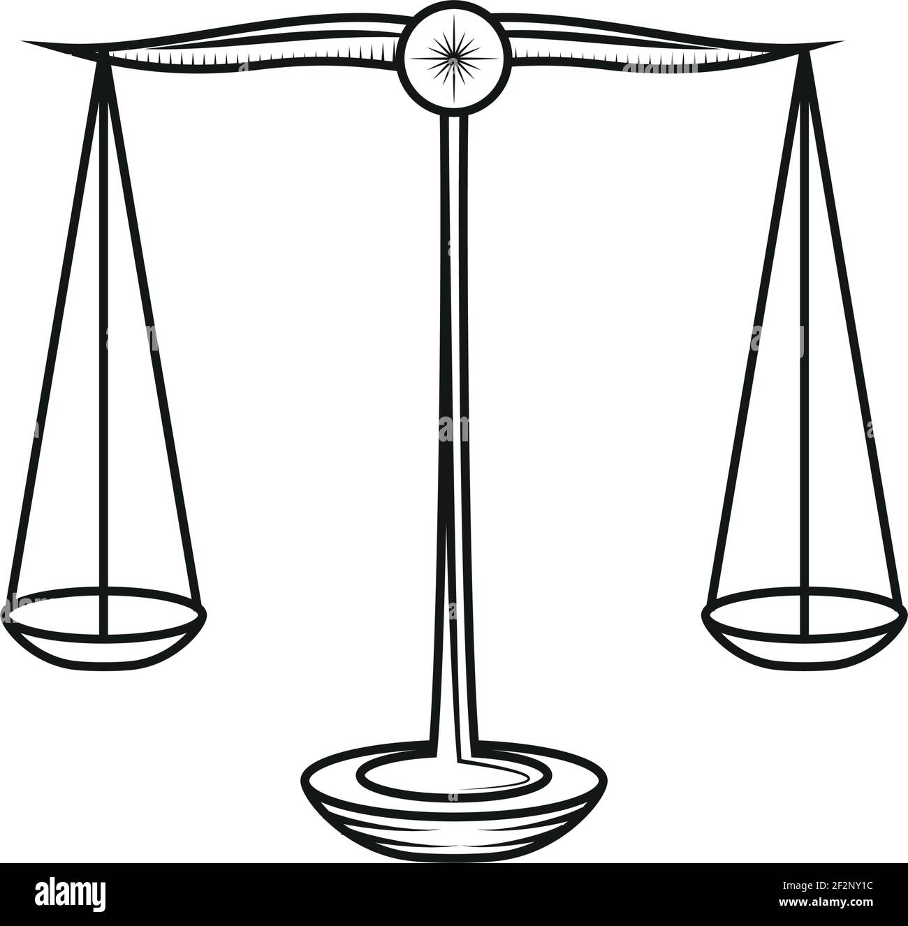 Astrologie waage Zeichen Symbol Skizze Stock-Vektorgrafik - Alamy