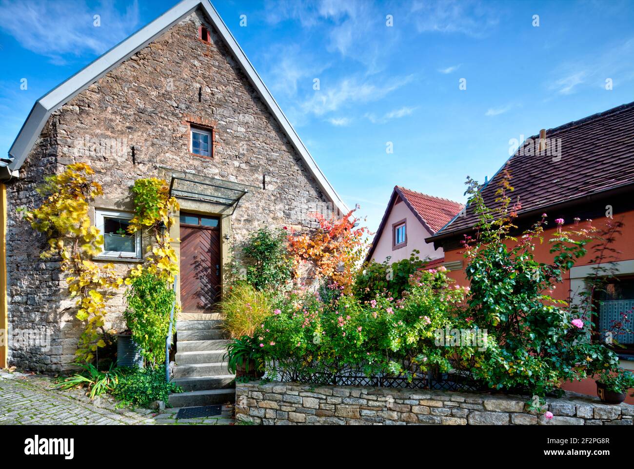 Hausfassade, Herbst, Altstadt, Sulzfeld am Main, Kitzingen ...