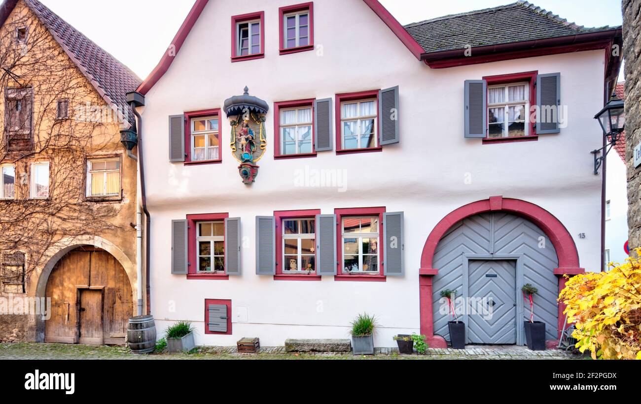 Hausfassade, Herbst, Altstadt, Sulzfeld am Main, Kitzingen ...