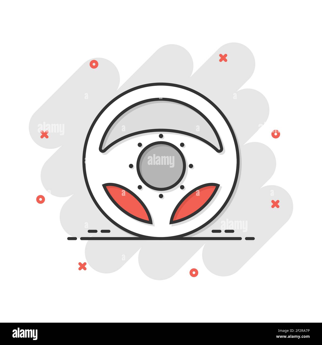 Vektor cartoon Lenkradsymbol im Comic-stil. Ruder rad Zeichen Abbildung ...