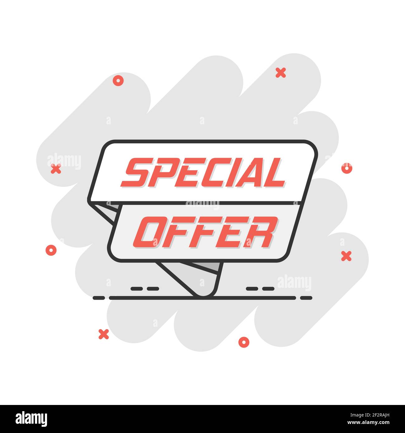 Vektor cartoon Angebot banner Symbol im Comic-stil. Abzeichen shopping ...