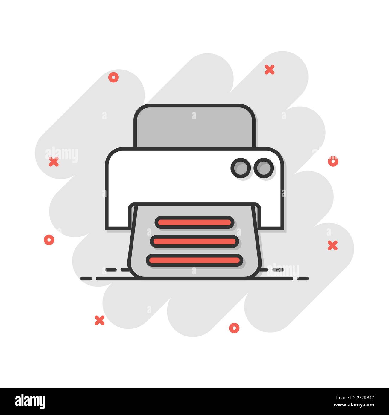 Vektor cartoon Druckersymbol im Comic-stil. Dokument drucken Zeichen ...