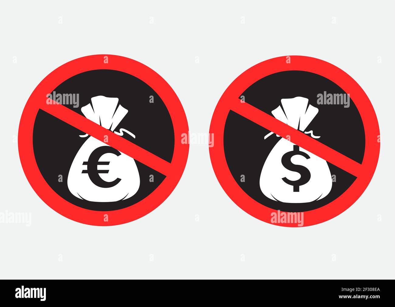 Geldverbot Verbot Zeichen Symbol Stock-Vektorgrafik - Alamy