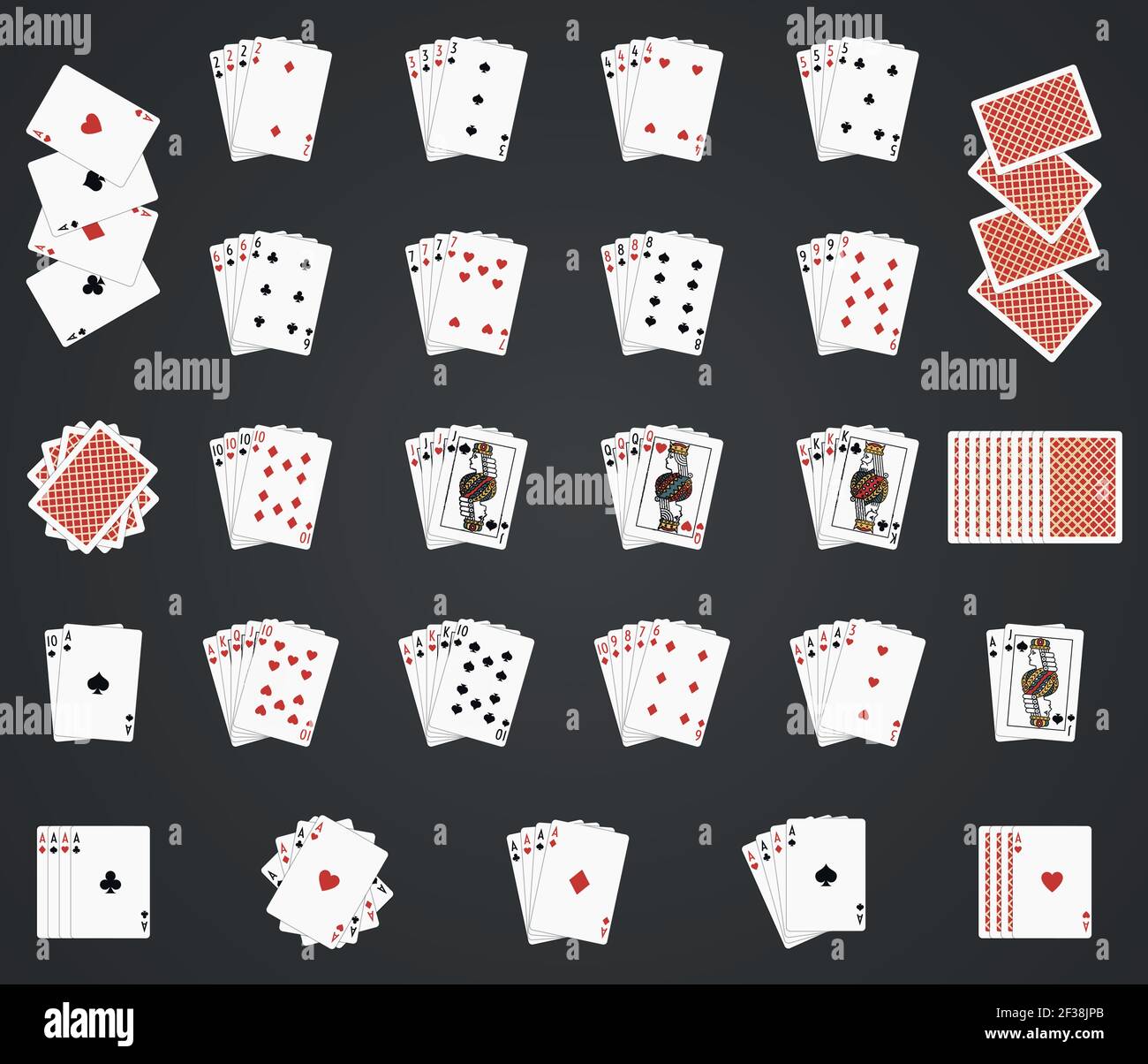 Symbole für Spielkarten. Vektor Spielkarten Sets, Poker Hand ...
