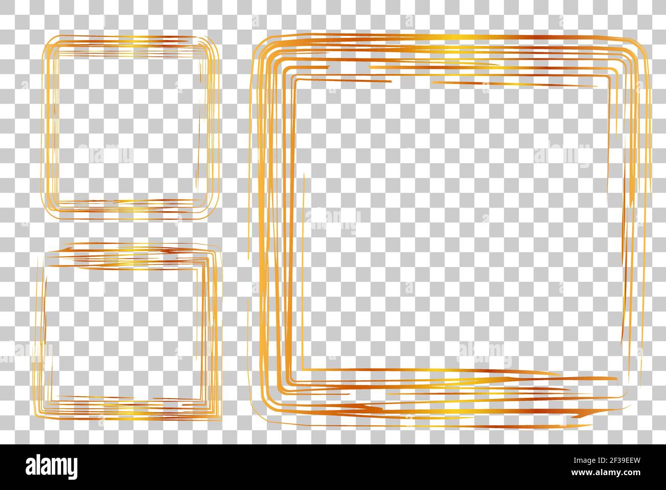 3 Hand zeichnen Sketch Square Rahmen aus mehreren goldenen Zeichen für ...