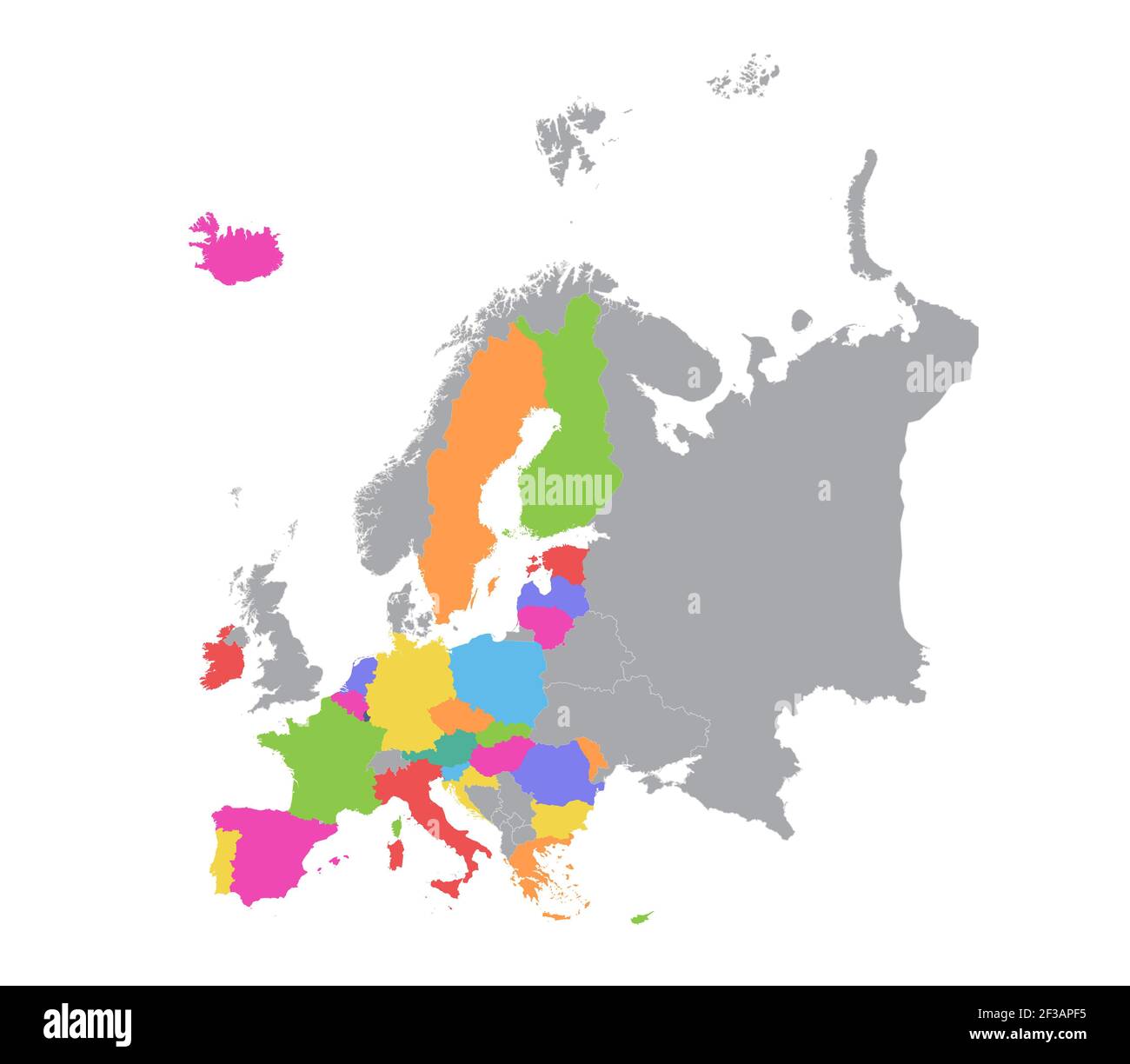 Europakarte und Europäische Union, einzelne Staaten mit Namen getrennt ...