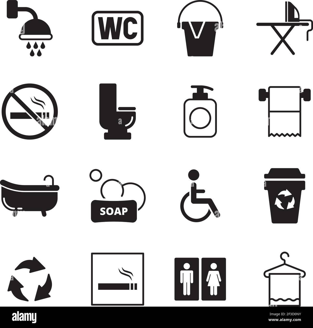 WC-Piktogramm. Männliche und weibliche öffentliche Toiletten Symbole ...