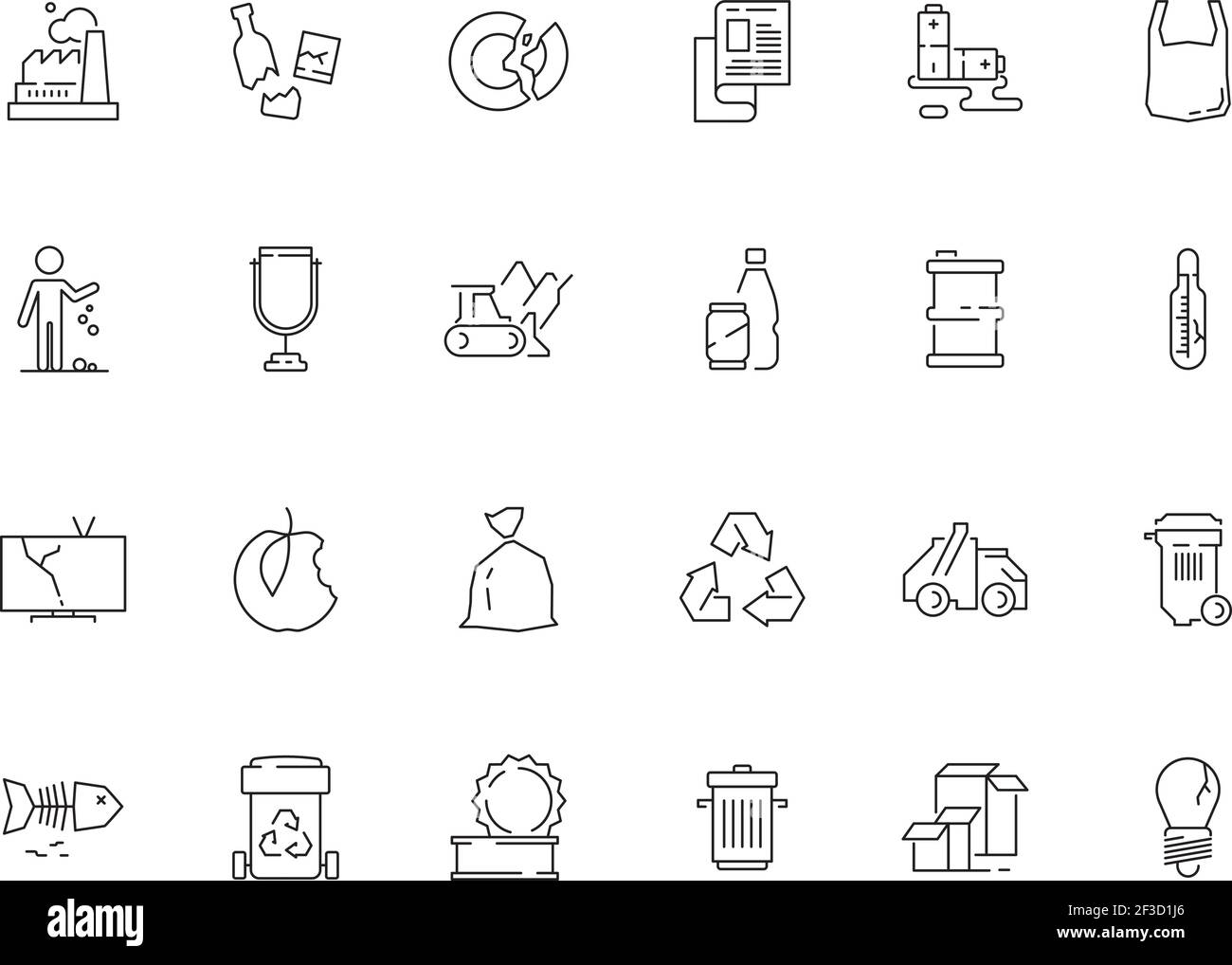 Müllsymbol. Müll Plastik und Papier Müll Papierkorb Vektorsymbole Stock ...