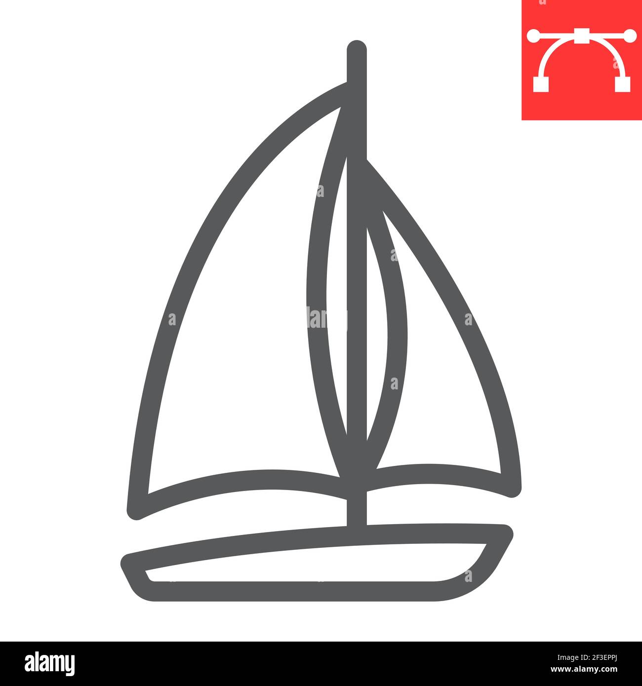 Segelboot Linie Symbol, Schiff und Reise, Boot Vektor-Symbol ...
