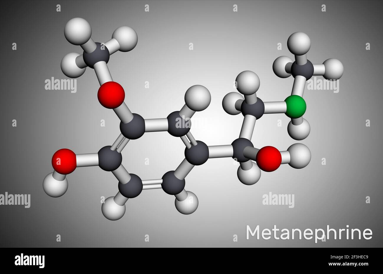 Metanephrin-Molekül. Es ist Metabolit von Adrenalin, Adrenalin ...