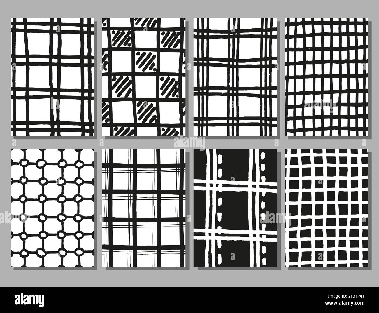 Handzeichnung karierte Vektor-Texturen. Musterzeichnung kariert ...