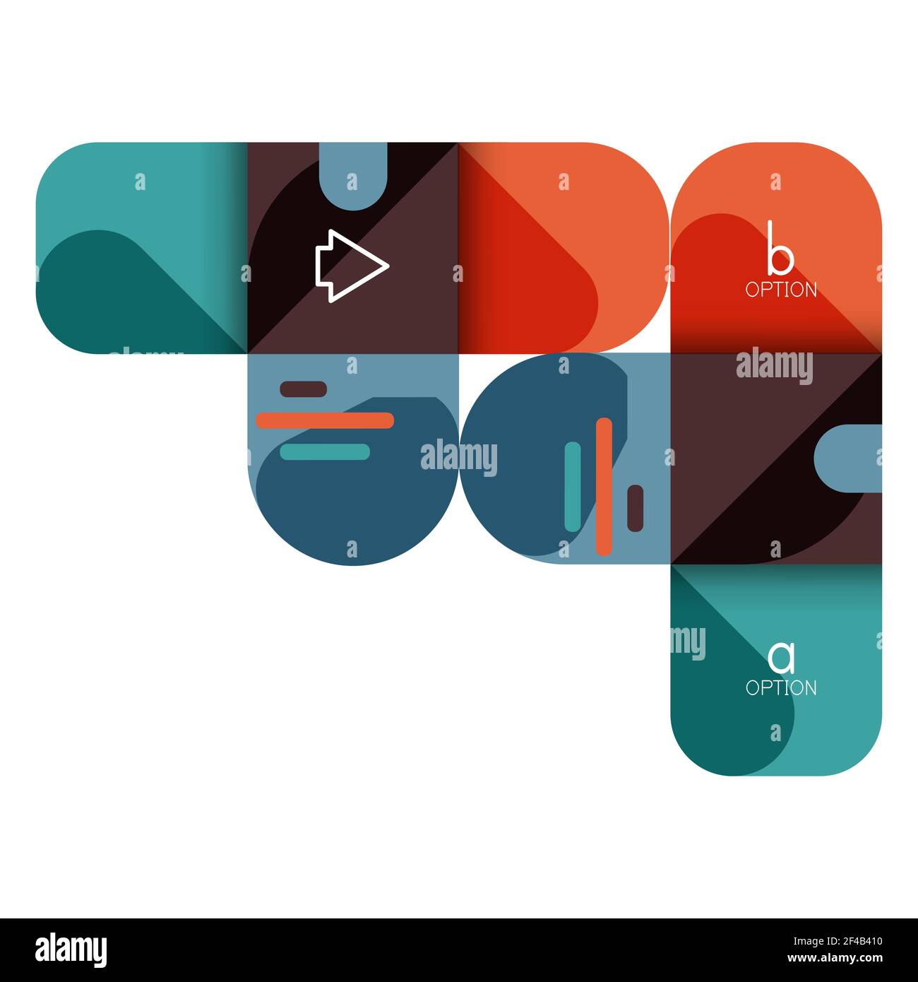 Infografiken Option und Schritt für Schritt in abgerundeten Quadraten ...