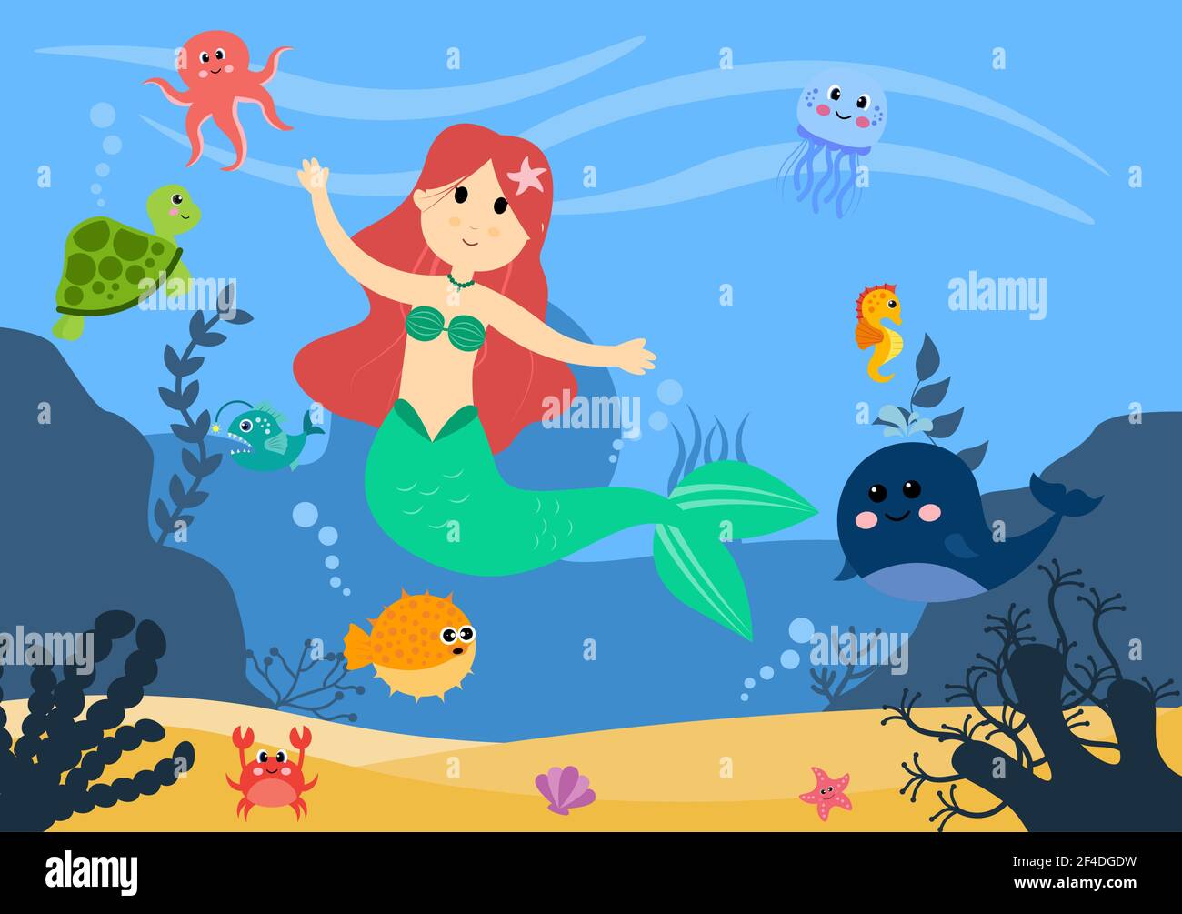 Meerestiere cartoon Stock-Vektorgrafiken kaufen - Alamy
