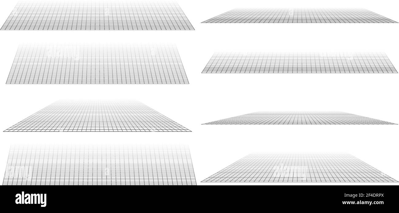 3D Gitter, Mesh in Perspektive. Verschwindende Gitter, Gitter in ...