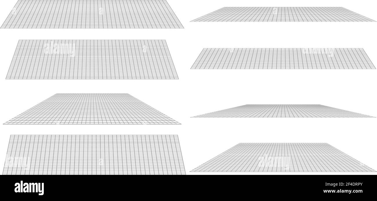 3D Gitter, Mesh in Perspektive. Verschwindende Gitter, Gitter in ...