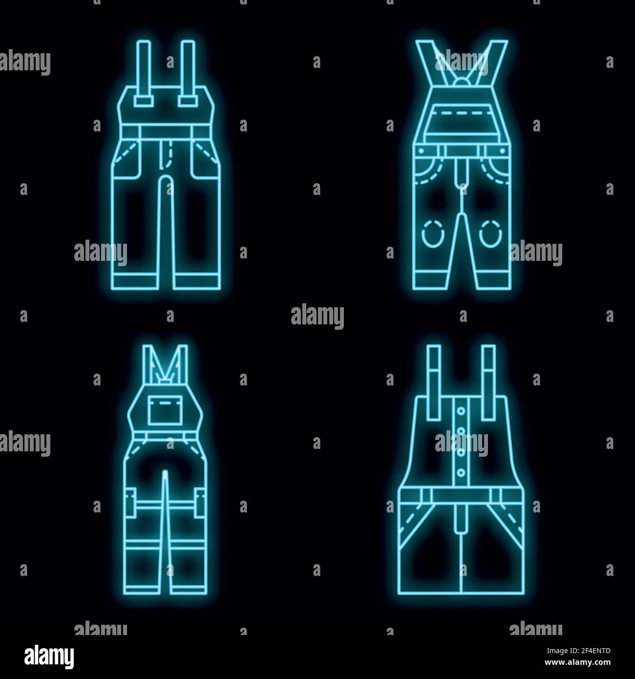Overalls Symbol gesetzt. Umriss Satz von Overalls Vektor-Symbole ...